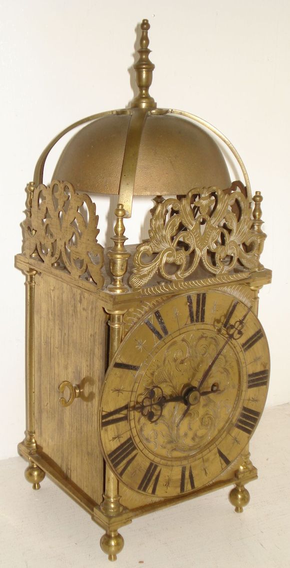 Bonhams : An old reproduction 17th Century style brass lantern clock ...
