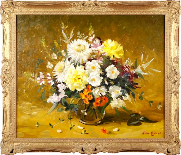 Bonhams : John Whitlock Codner (British, born 1913) 'Roses and Dhalias',