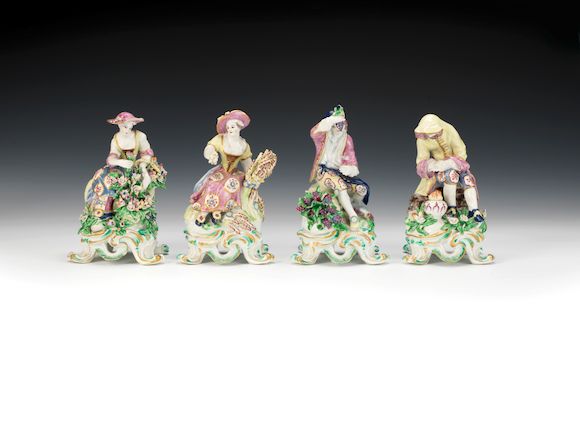 Bonhams : A set of four Bow figures of the rustic seasons, circa 1765-70