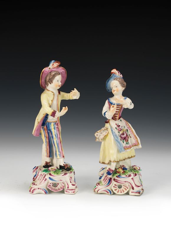 Bonhams : A pair of Bow figures of New Dancers, circa 1765-70