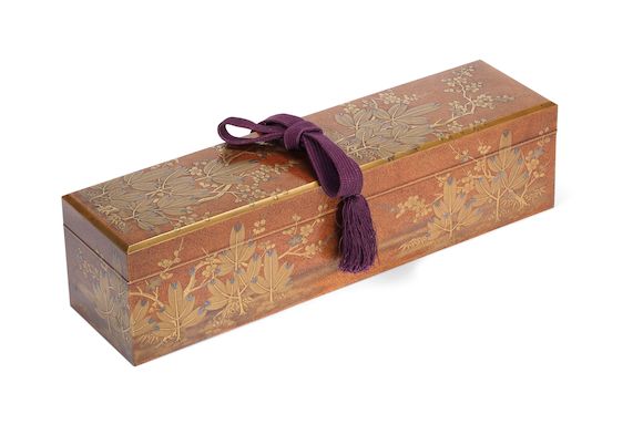Bonhams : A gold lacquer fubako (letter box) and cover 19th century