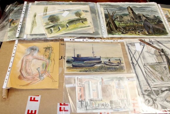 Bonhams : John Meade (1909-1982) Windmill and farm buildings