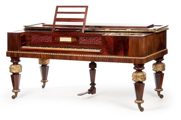 Bonhams : An early Victorian rosewood and parcel gilt square piano John ...
