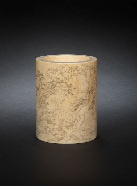 Bonhams : An ivory cylindrical brushpot, bitong Late Qing Dynasty/early ...