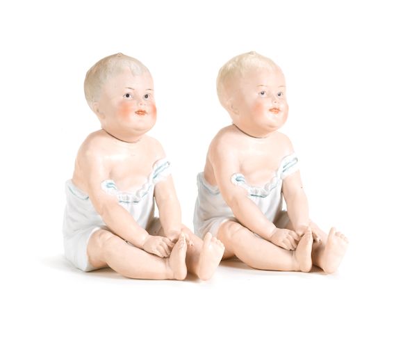 Bonhams : Pair of rare Gebr. Heubach Piano Baby bath salt containers 2