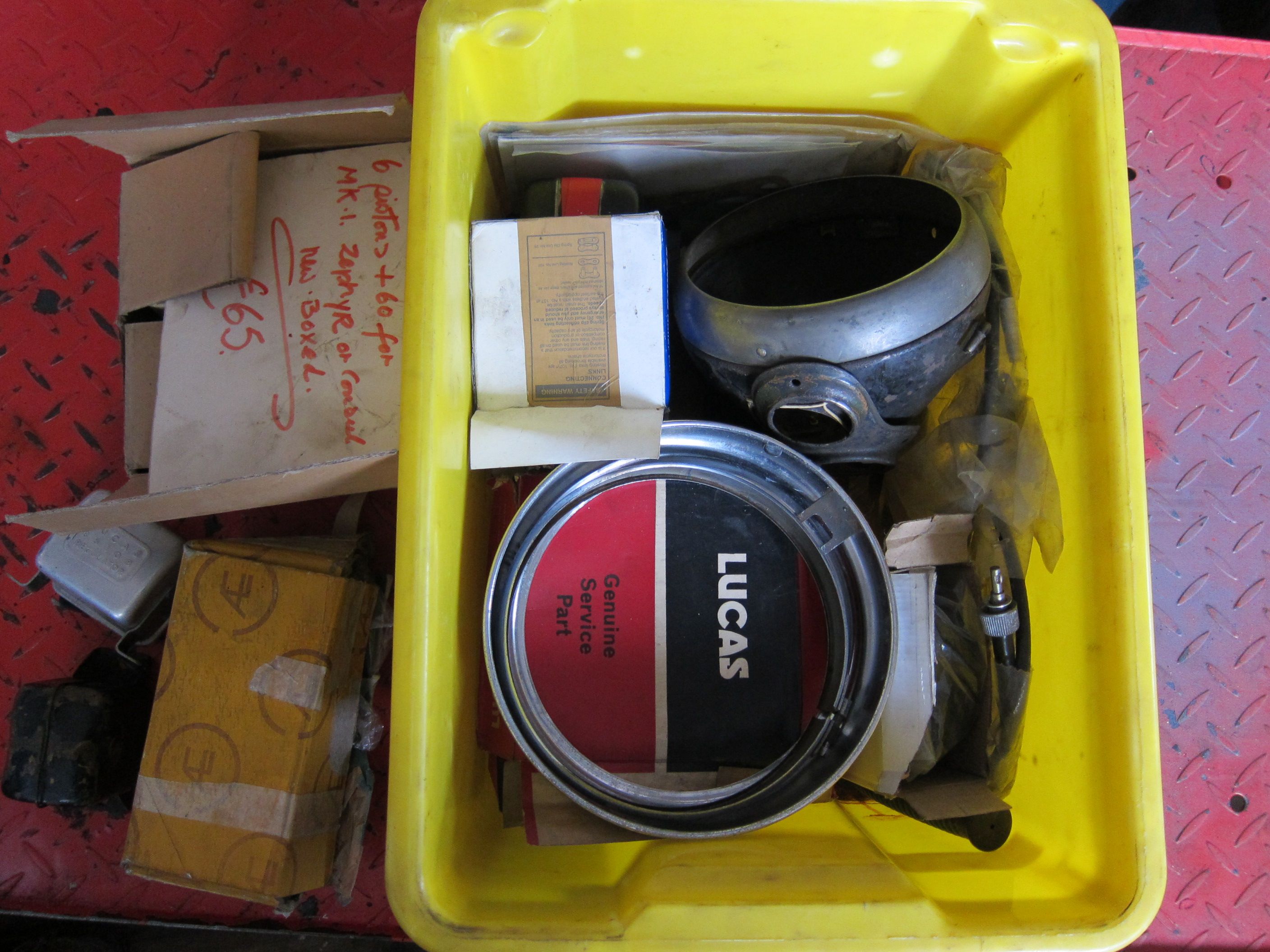 Bonhams Cars : A collection of n/o/s Lucas headlamp rims and other spares,