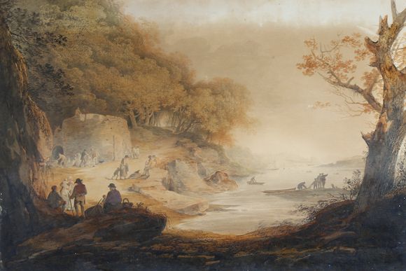 Bonhams : William Payne (British, 1760-1830) View of Lime Kiln at Crabtree opposite to Saltram ...