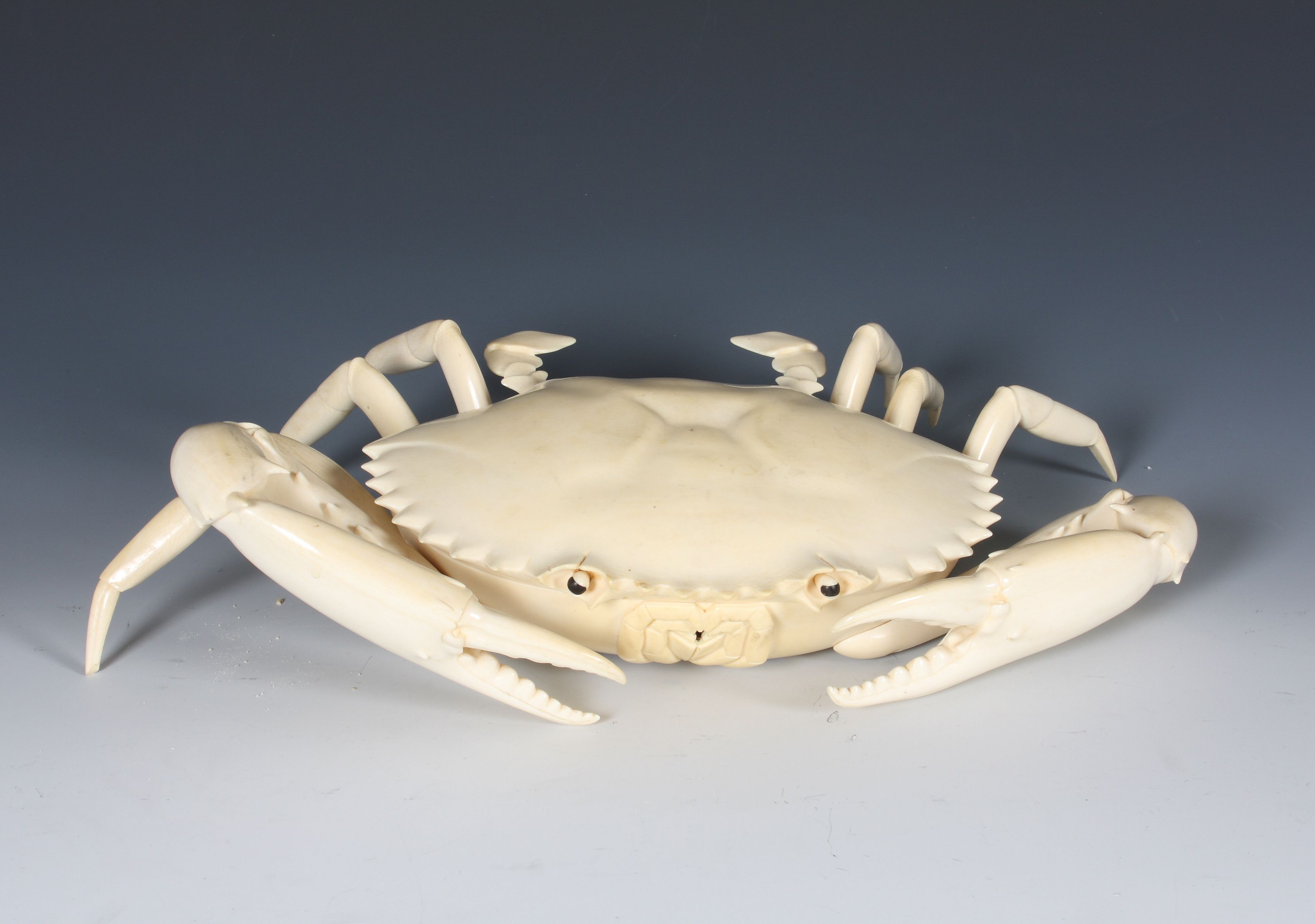 Bonhams : A carved ivory crab form box, 19th century