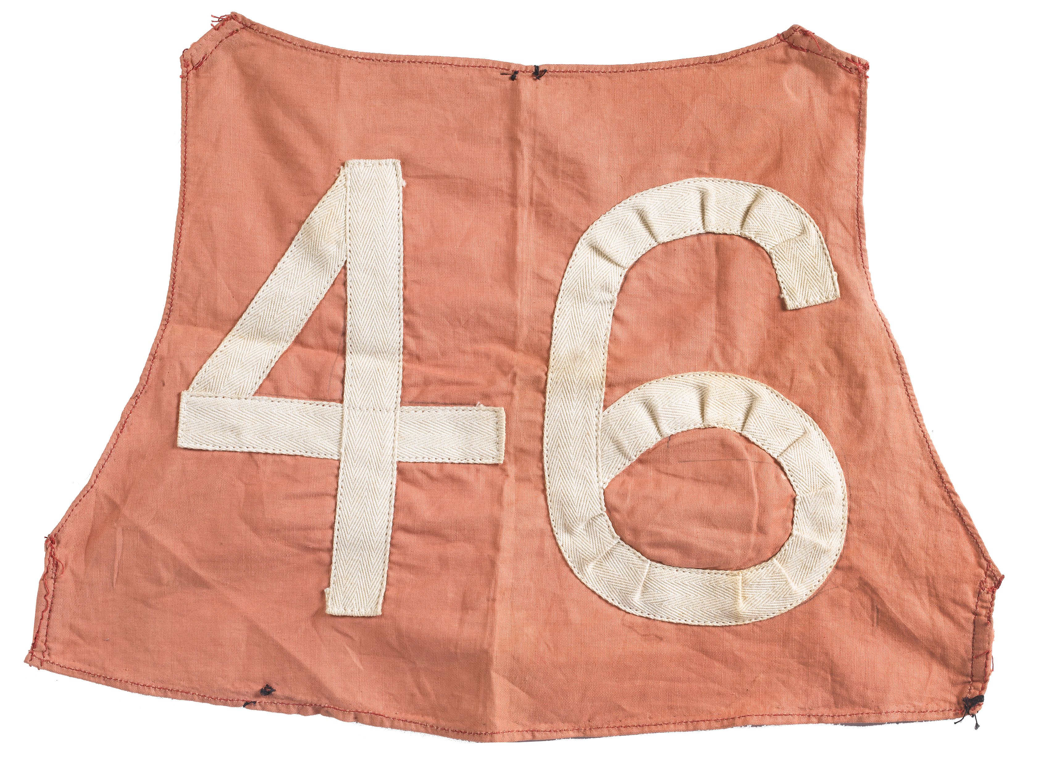 Bonhams Cars : Bob Foster - two race bibs,,