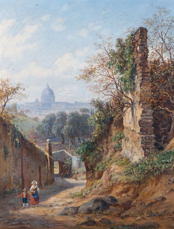 Bonhams : Arthur John Strutt (British, 1819-1888) Distant view of Rome ...