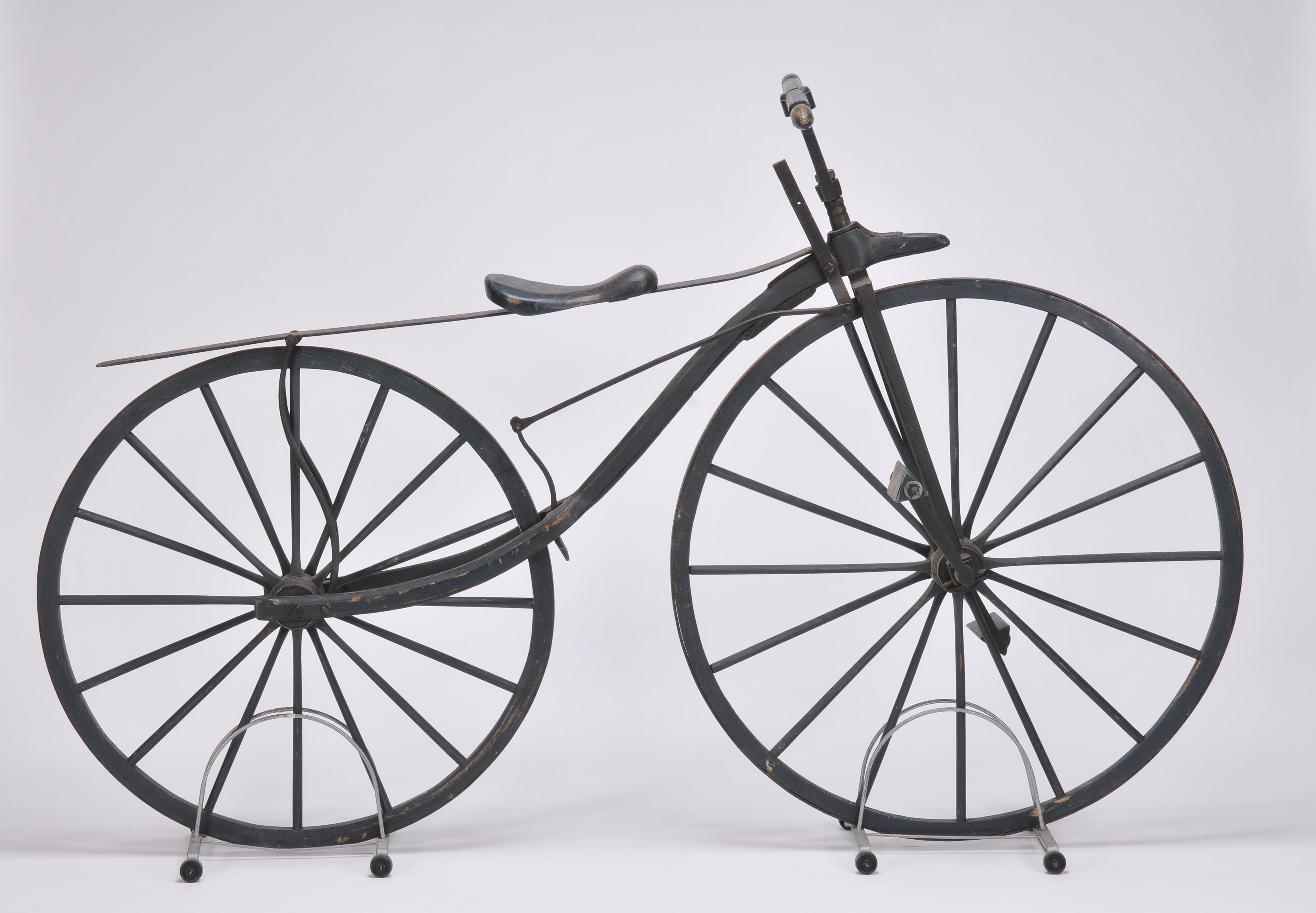 Bonhams Cars : A wooden framed velocipede bicycle, circa 1869,