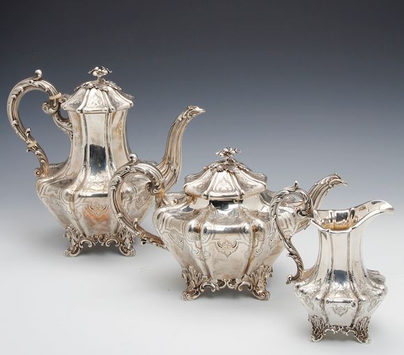 Bonhams : A Victorian three piece tea & coffee service by the Barnards ...