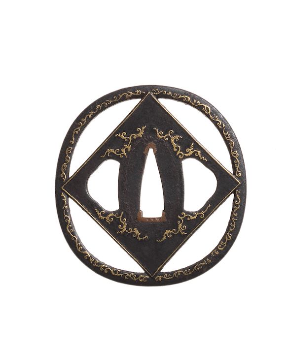 Bonhams : An Edo Higo sukashi tsuba, 18th century