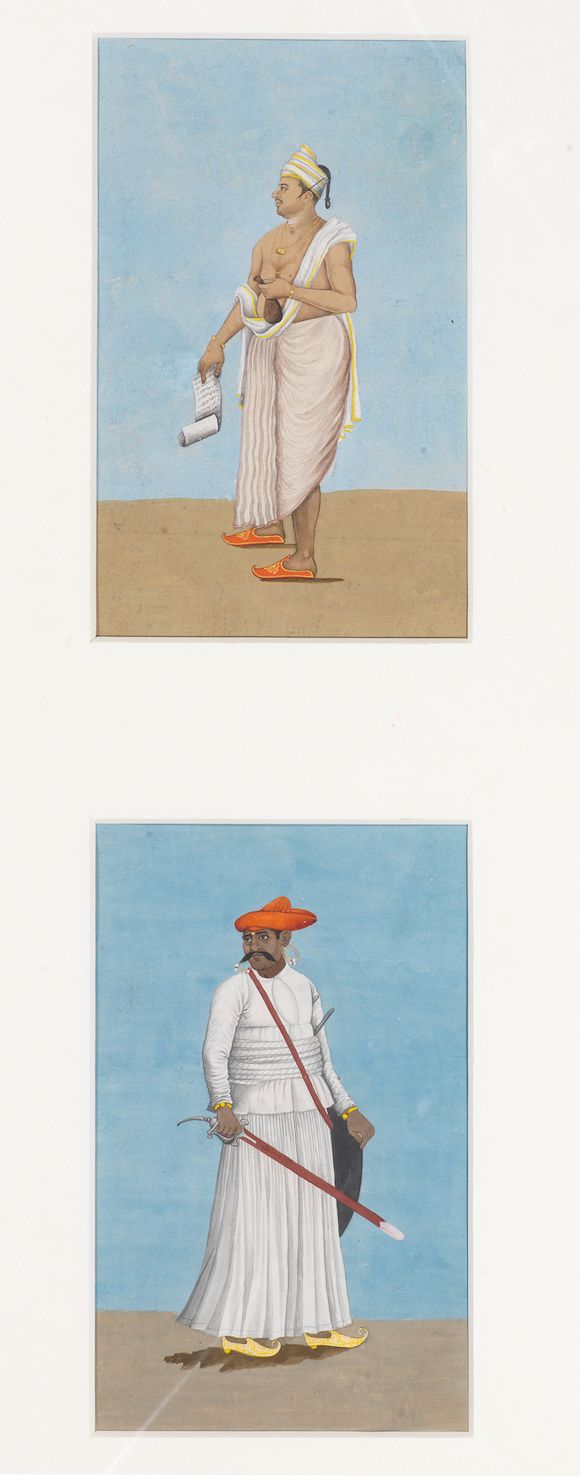 Bonhams : Two portraits: a soldier and a scribe Mysore, early 19th Century