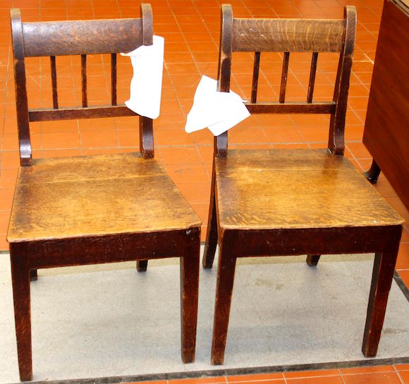 Bonhams : A set of six early 19th Century country oak chairs with solid ...