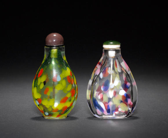 Bonhams Two Mottled Glass Snuff Bottles