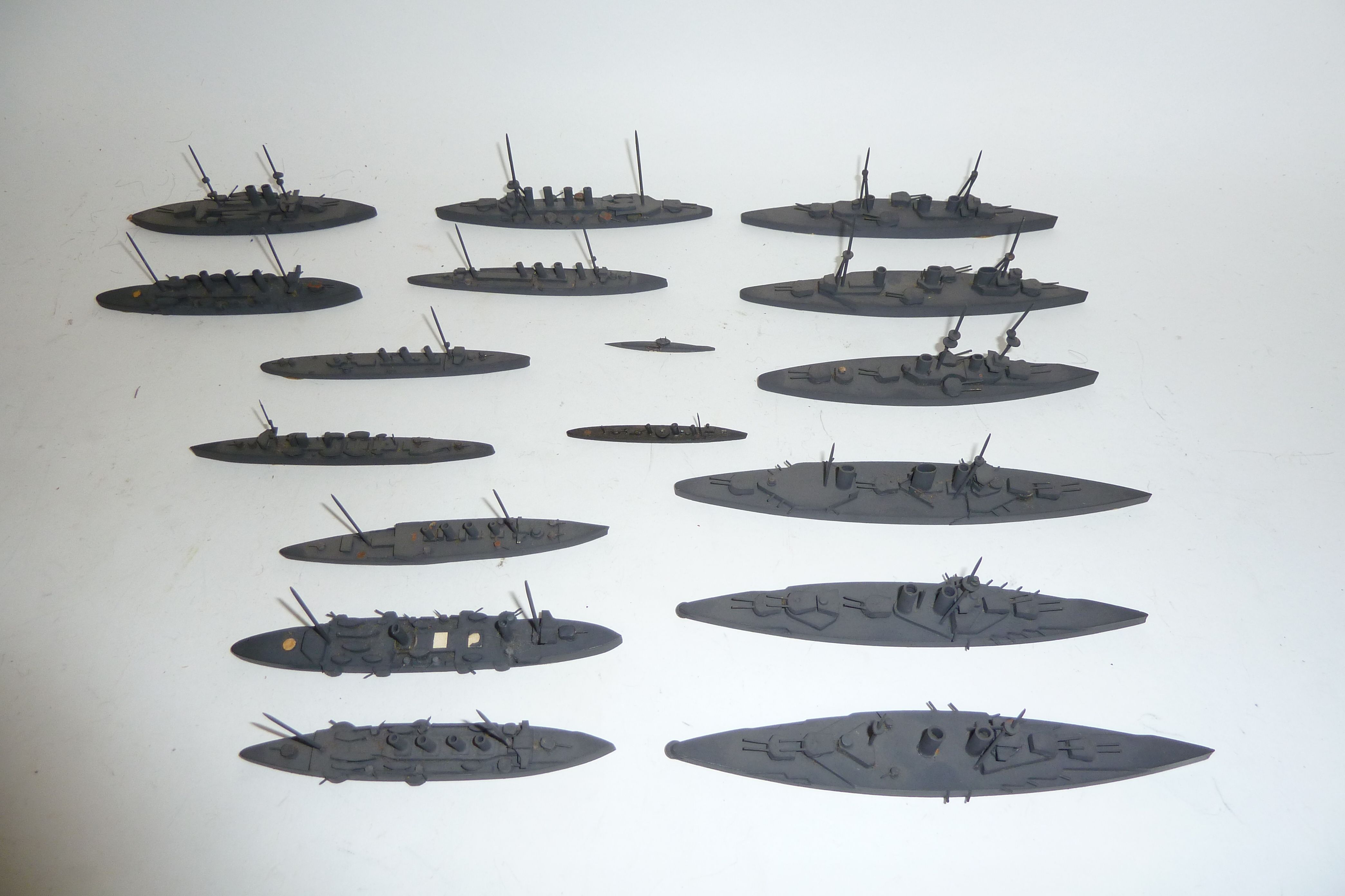 Bonhams : Bassett Lowke 1/1200 scale wooden miniature British Navy ...