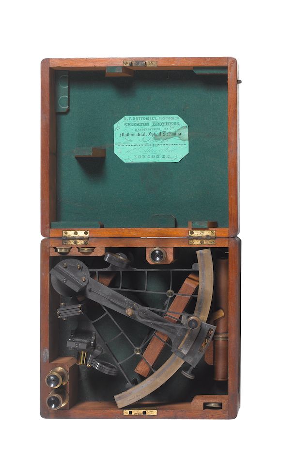 Bonhams : A late 19th century 7.5in.(19cm)radius ladder frame sextant,