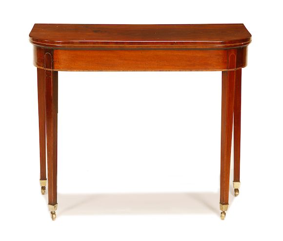 Bonhams : A late George III mahogany D shaped card table