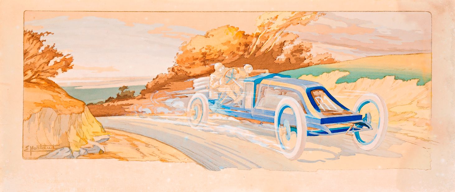 Bonhams Cars : A French Art Nouveau hand coloured lithograph of a Grand ...