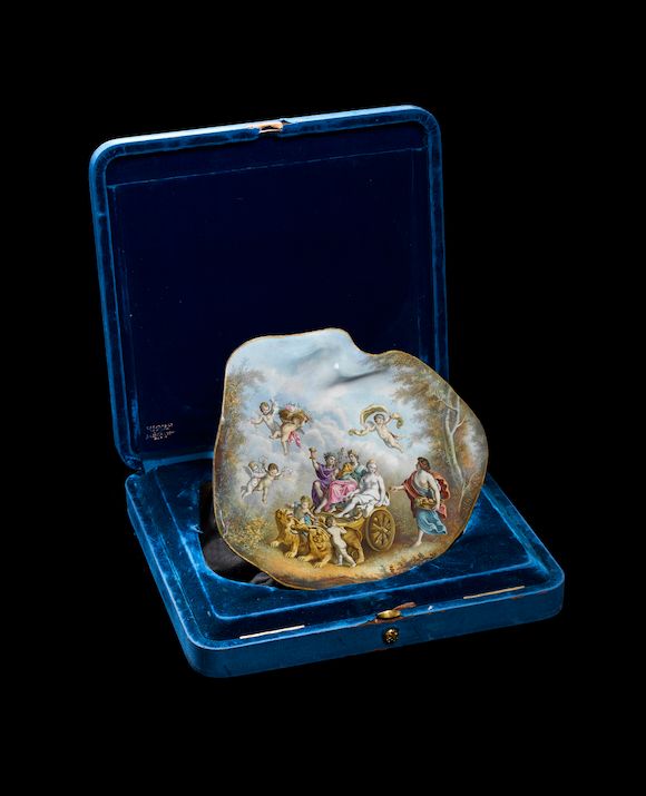 Bonhams : A late 19th century Viennese enamel dishmounted in a Tiffany ...