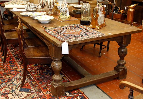 Bonhams : A 17th Century style oak refectory table,with planked top on ...