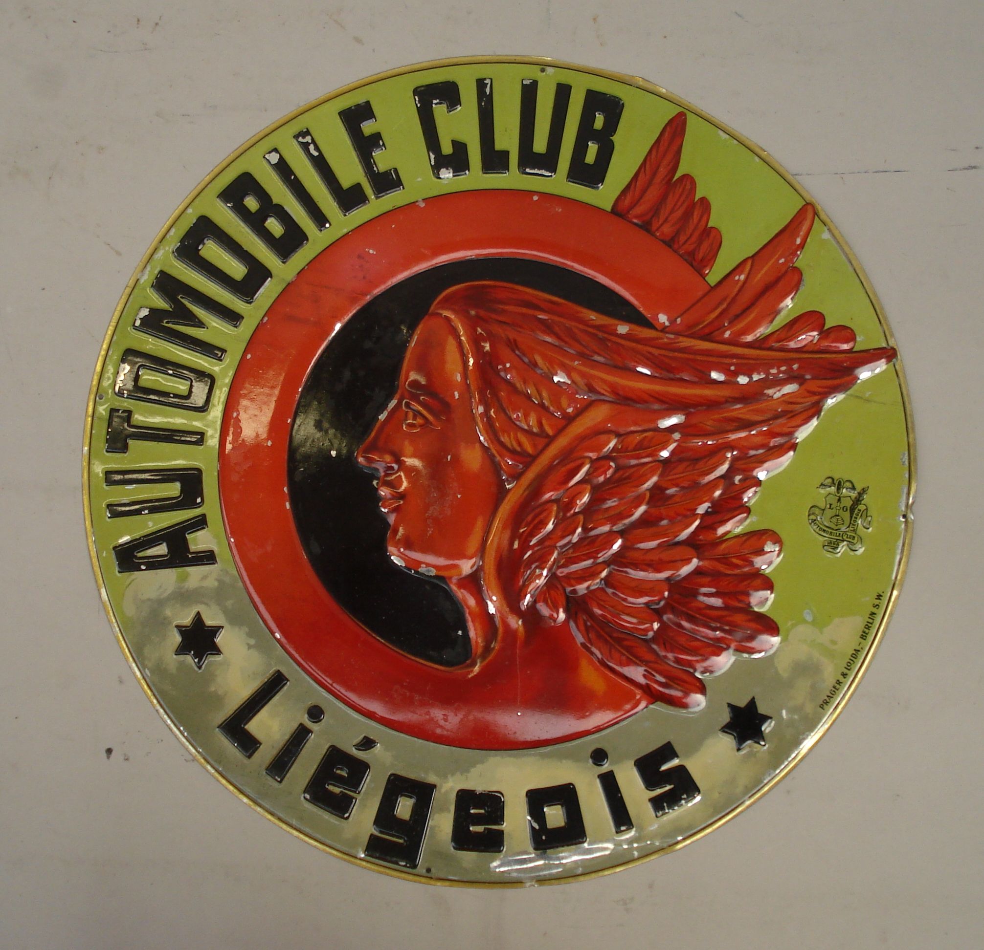 Bonhams Cars : An early 'Automobile Club – Liegeois' sign, Belgium,