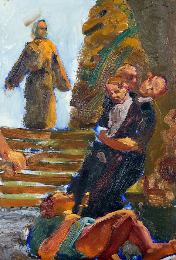 Bonhams : Kevin Sinnott (British, born 1947) Figures on a staircase