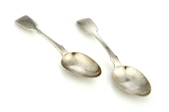 Bonhams : An Australian silver pair of fiddle pattern table spoons by ...