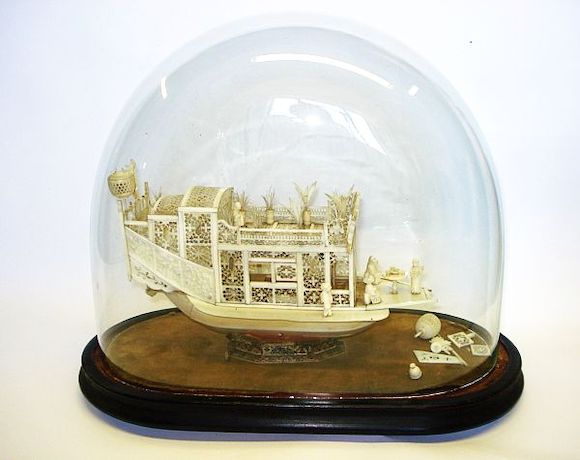 Bonhams : A Canton carved ivory junk ship 19th/20th Century