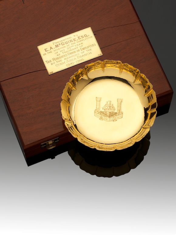 Bonhams : An important Irish 20-carat gold presentation strawberry dish ...