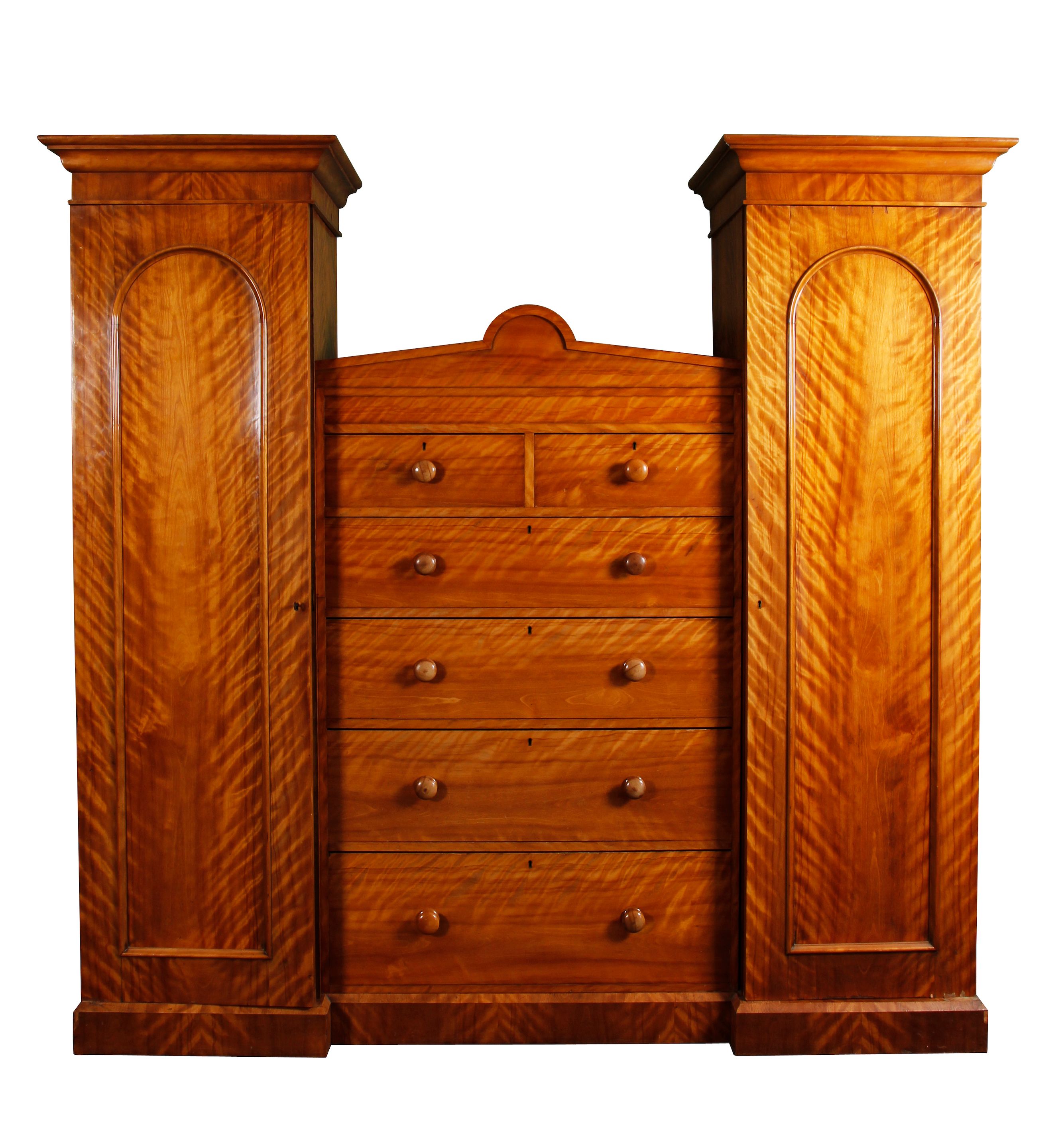 Bonhams : A mid-Victorian satin birch gentleman's wardrobe