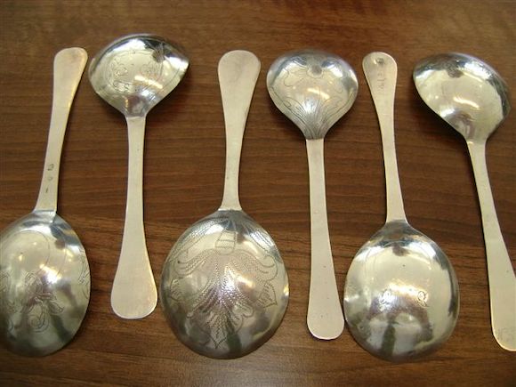 Bonhams : Six early 18th century Norwegian silver spoons, first ...