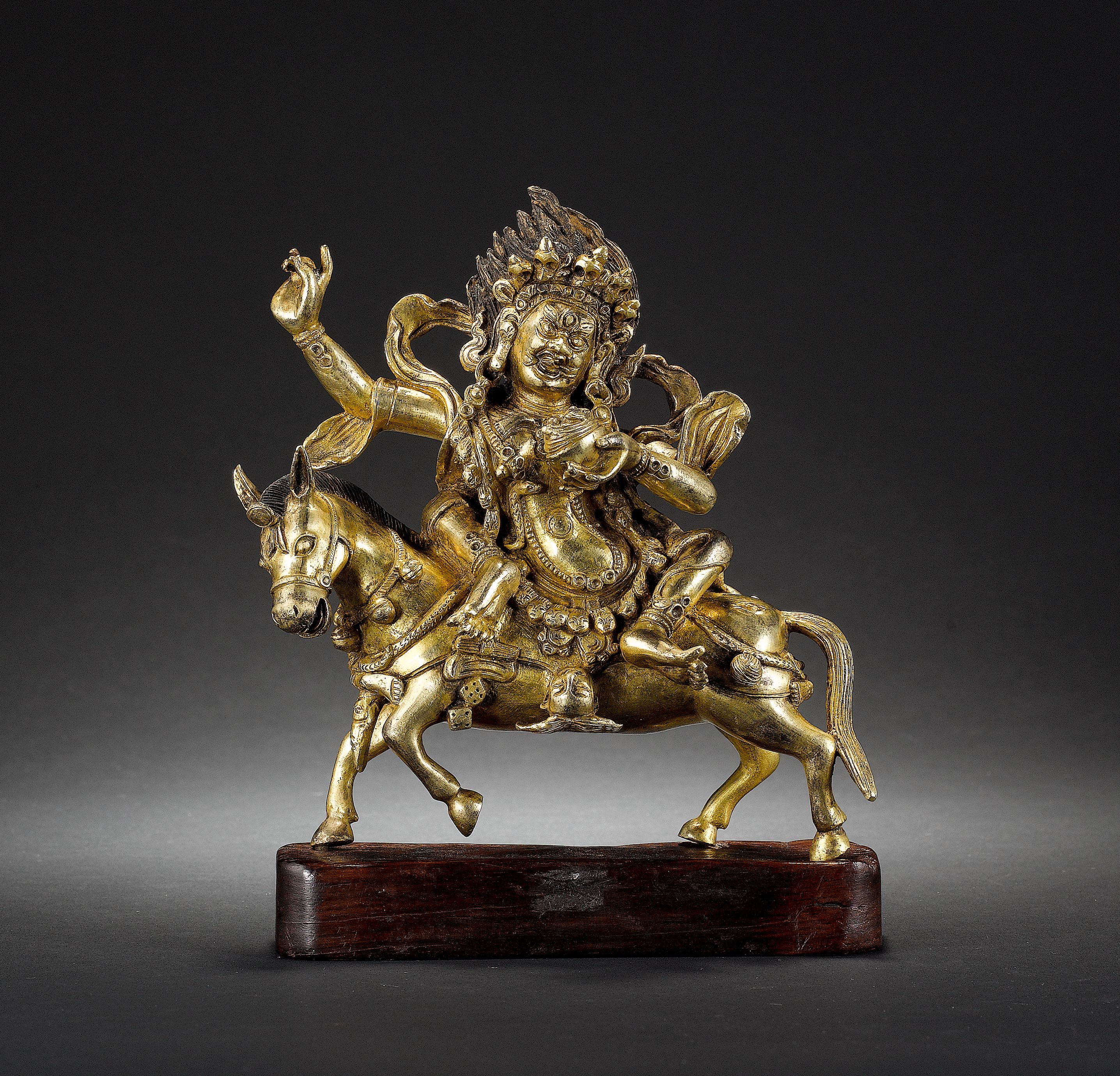 Bonhams : A gilded metal Himalayan tantric figure of Palden Lhamo ...