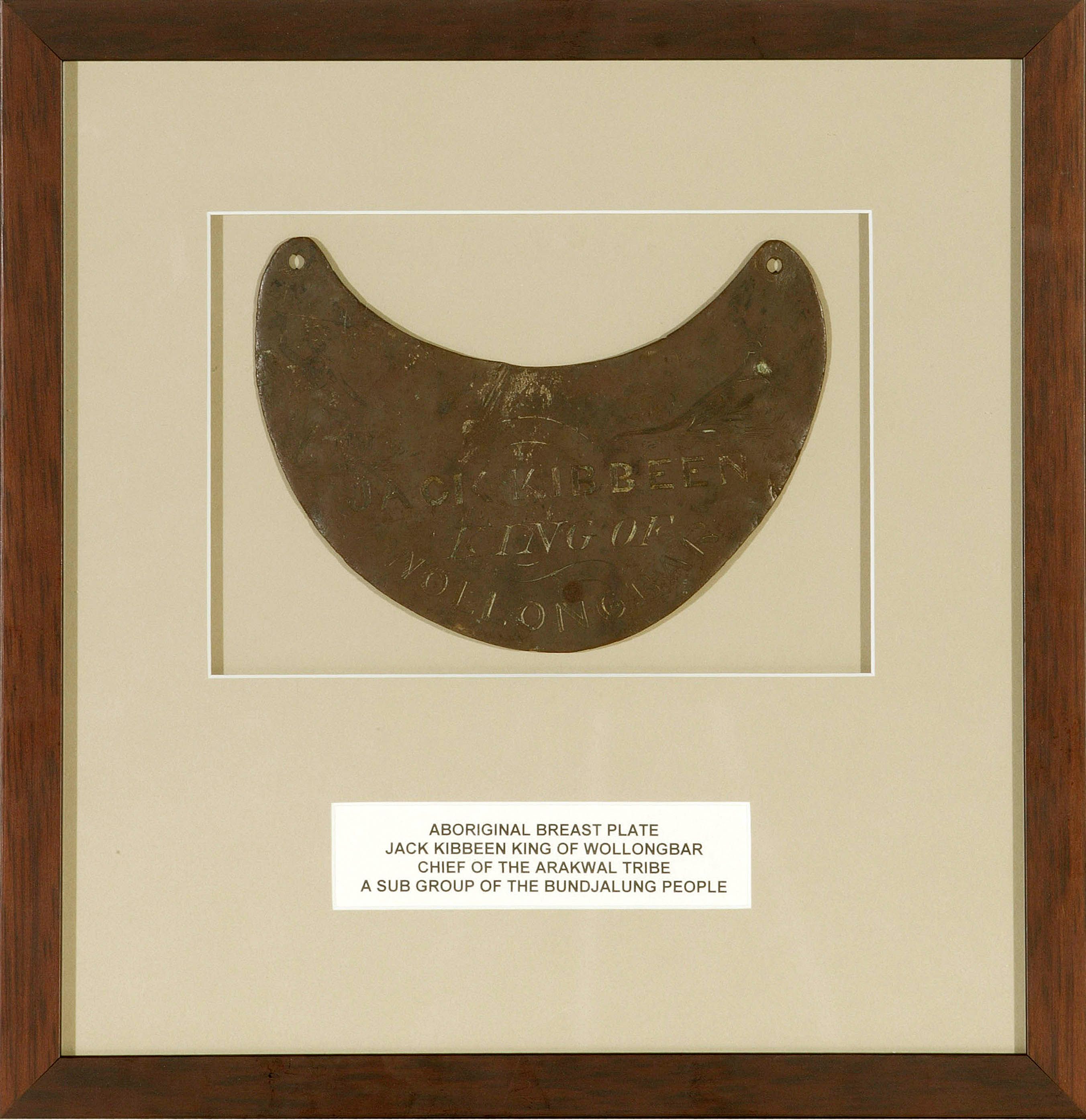 Bonhams : An Aboriginal copper breast plate inscribed 'Jack Kibbeen ...
