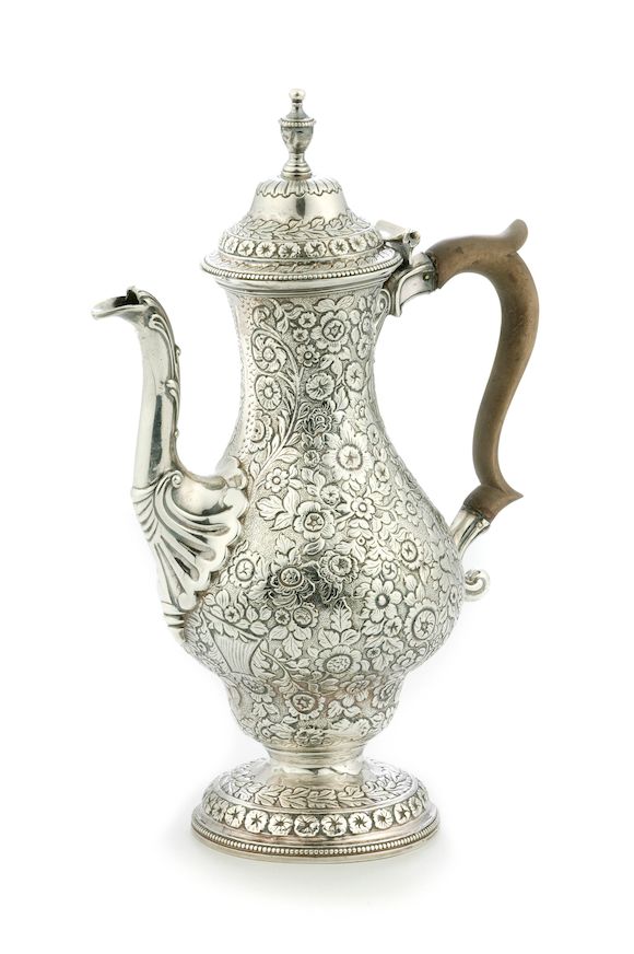 Bonhams : A George III sterling silver baluster coffee pot by Hester ...