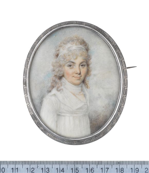 Bonhams : Henry Jacob Burch (British, born 1763) A Lady, wearing white ...