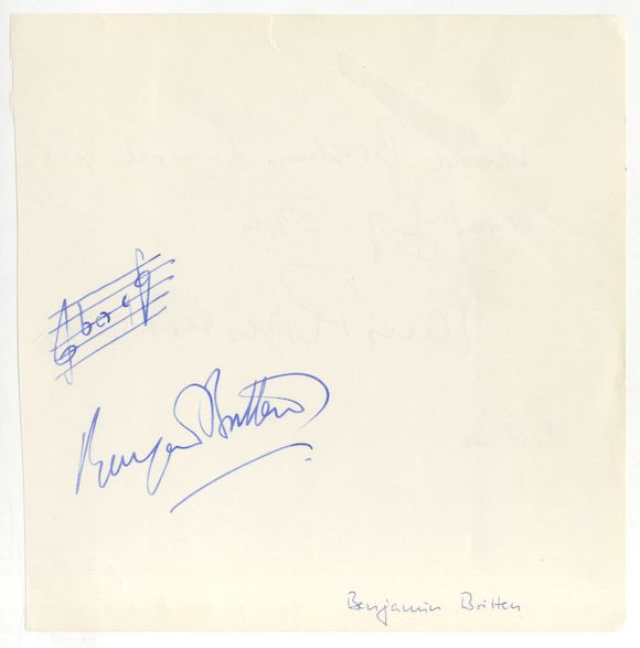Bonhams : BRITTEN (BENJAMIN) Autograph musical quotation signed, [c.1960]