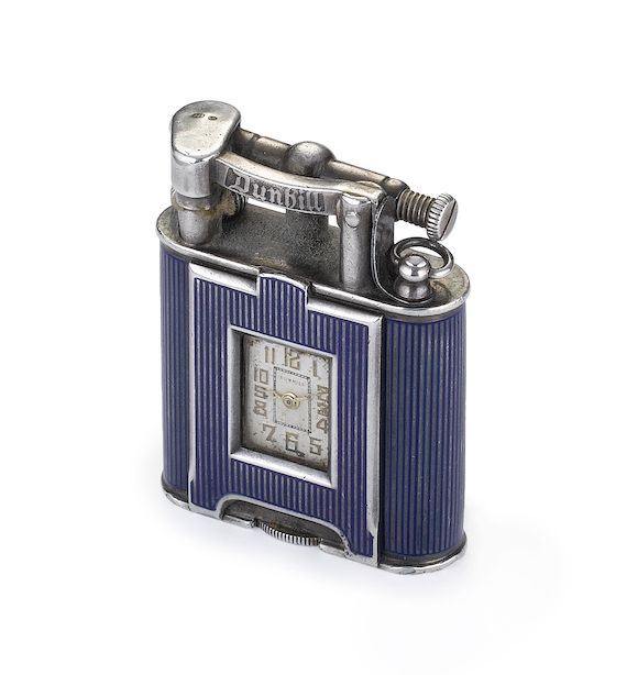 Bonhams : DUNHILL A Swiss silver and enamel 'Unique A Watch' lighter ...