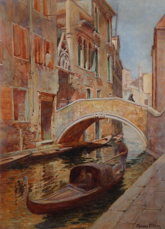 Bonhams : Thomas Ellison (British, 1866-circa 1942) A gondola on a ...
