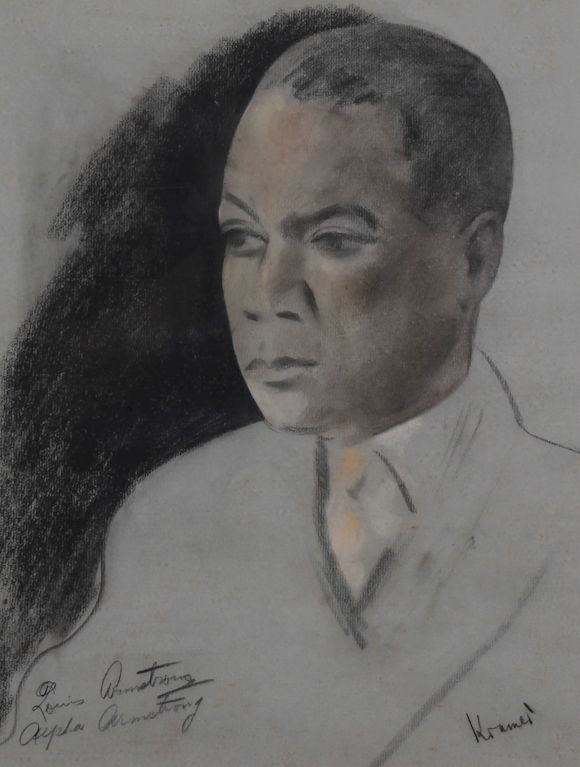 Bonhams : Jacob Kramer (British, 1892-1962) Portrait of Louis 'Satchmo ...
