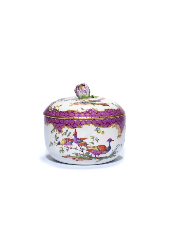 Bonhams : A Meissen sugar box and cover, circa 1760