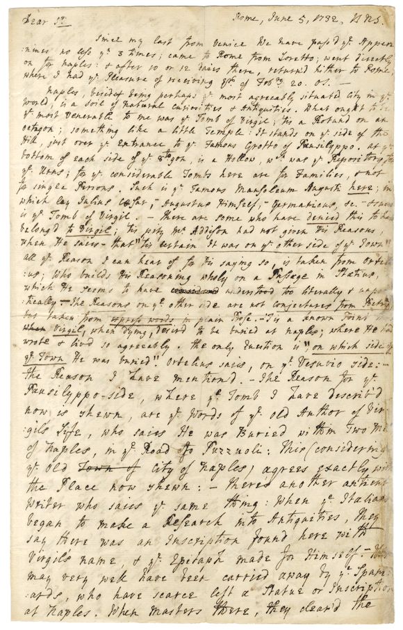 Bonhams : SPENCE (JOSEPH) Autograph letter signed, describing visits to ...