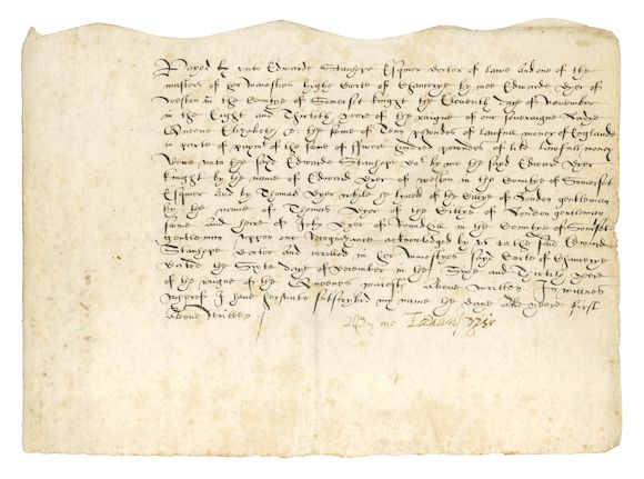 Bonhams : DYER (EDWARD) Document signed ("By me Edward Dyer"), being an ...