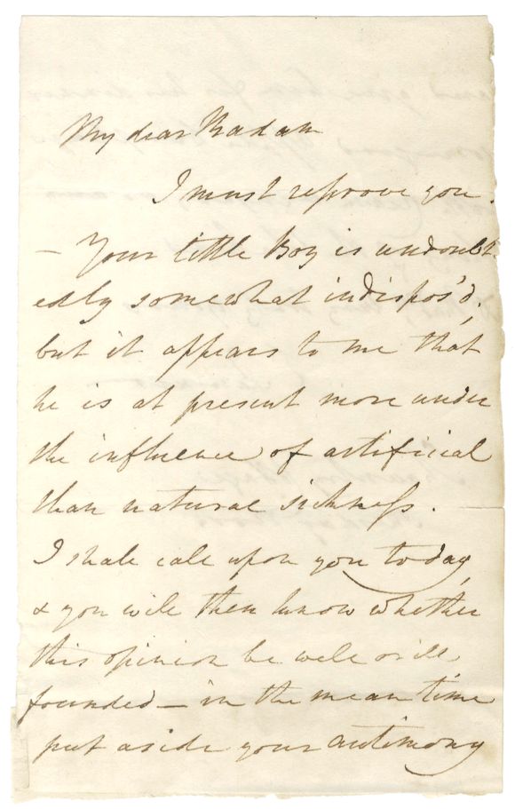 Bonhams : JENNER (EDWARD) Autograph letter signed, upbraiding an over ...