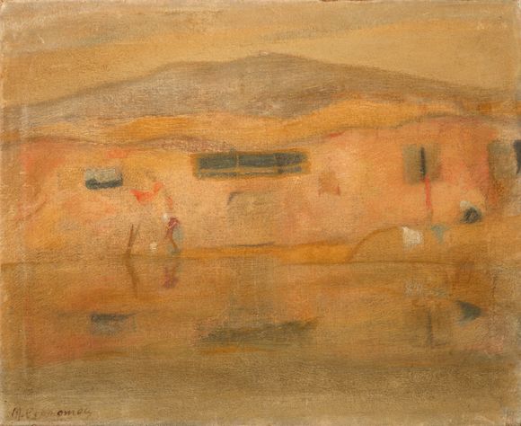 Bonhams : Michalis Economou (Greek, 1888-1933) Fishing huts 48 x 60 cm.