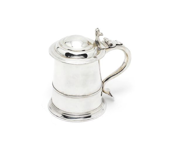 Bonhams : A George I silver lidded tankard, by Robert Timbrell & Joseph ...