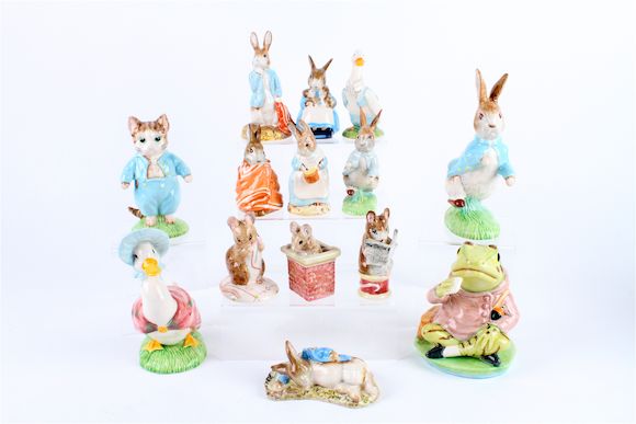 Bonhams : Twelve Royal Albert Beatrix Potter figures and two Beswick models