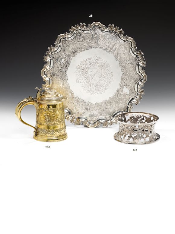 Bonhams : A George I silver-gilt tankard, by Joseph Walker, Dublin, 1717,
