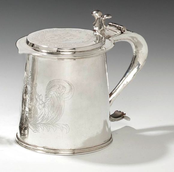 Bonhams : A Charles II silver tankard, maker's mark PP above a star, in ...